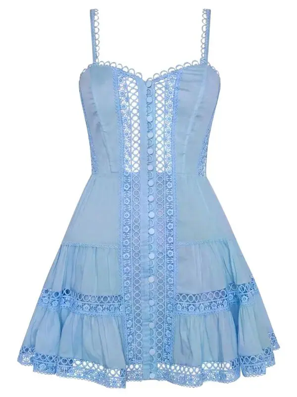 Charo Ruiz Ibiza Lenora Guipure-lace Mini Dress - Blue