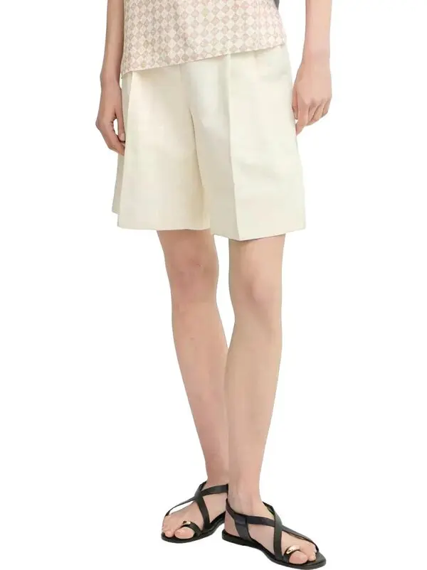 TRUSSARDI Pleated Logo-patch Shorts - Neutrals