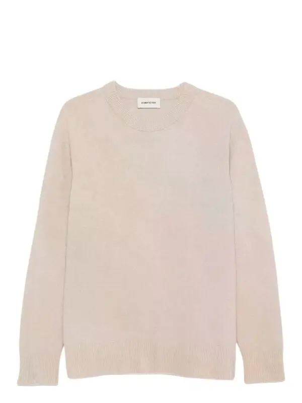 ATOMO FACTORY Crew Neck Long Sleeve Sweater - Neutrals