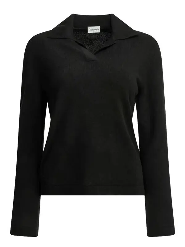 SEMPER Cashmere Polo-collar Sweater - Black