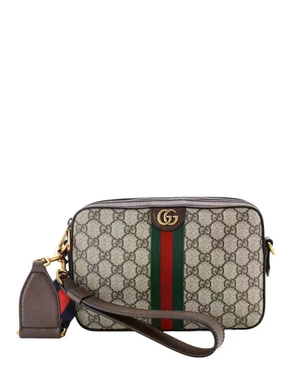 Gucci Ophidia Zip Wristlet Shoulder Bag Gg Coated Canvas - Brown