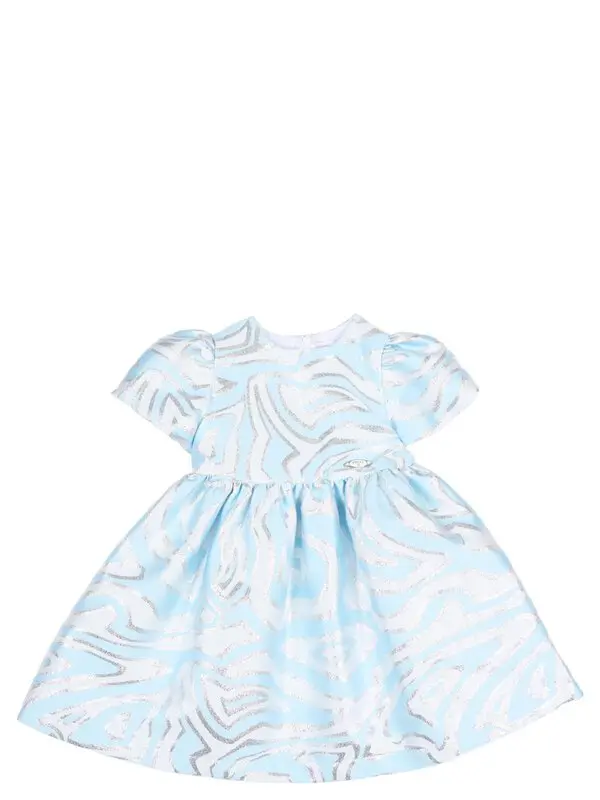 Emilio Pucci Short Sleeve Dress With Pleated Skirt - Light Blue
