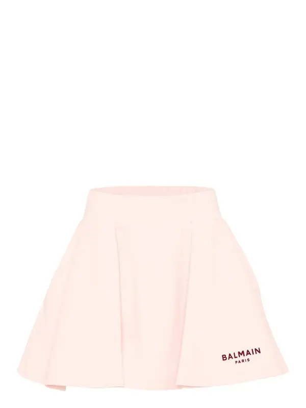 Balmain Logo-print Pleated Flared Skirt - Pink