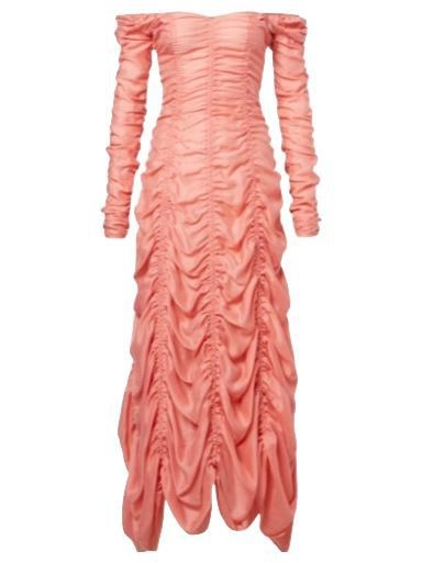 Khaite Judith Ruched Off-shoulder Voile Cocktail Dress - Pink