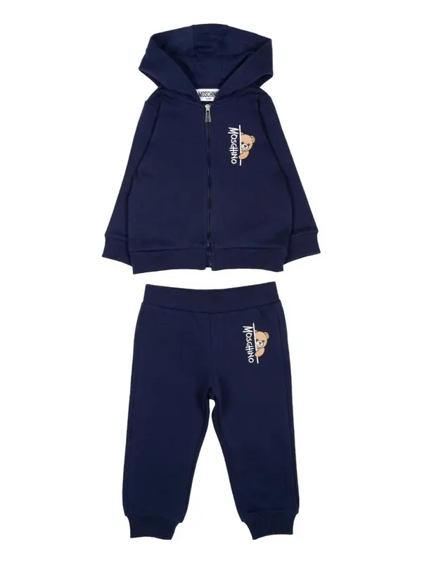 Moschino Hooded Full Zip Tracksuit With Teddy Bear Graphic - Blue