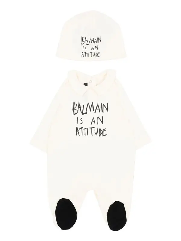 Balmain Logo-print Babygrow Set - Ivory