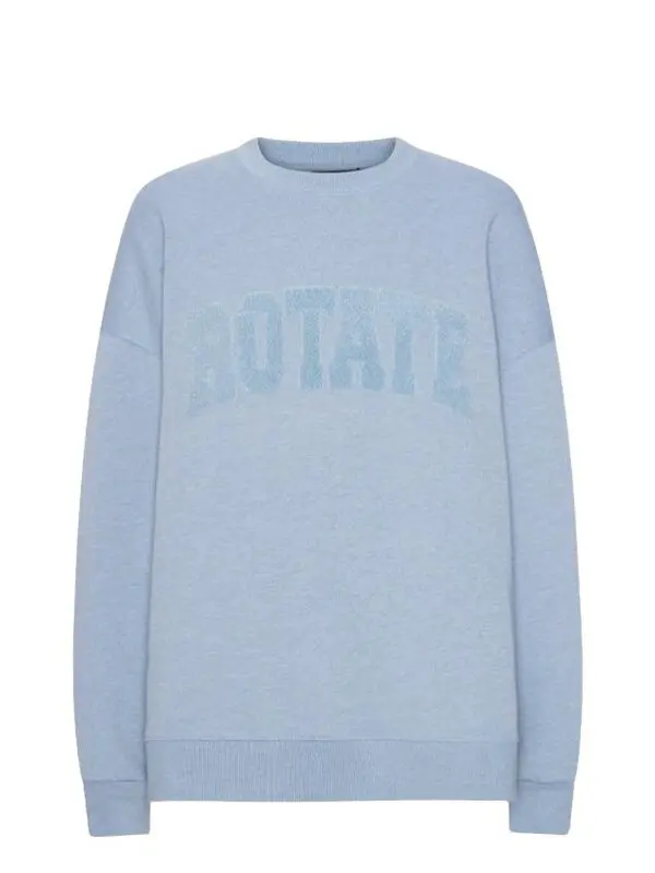 ROTATE BY BIRGER CHRISTENSEN Crewneck Heavy Sweatshirt With Textured Logo - Blue