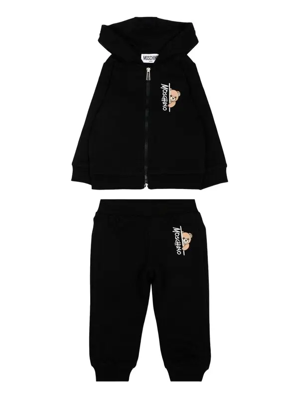 Moschino Two-piece Hooded Sweatshirt And Sweatpants Set - Black