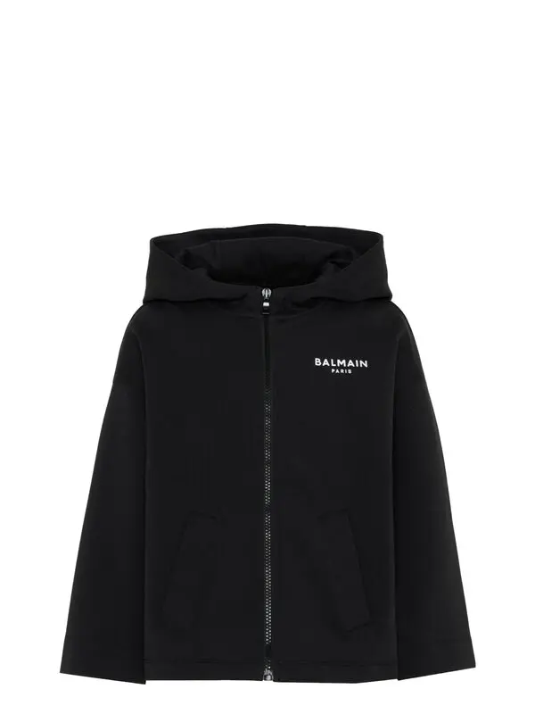 Balmain Logo-print Zip-up Hoodie - Black