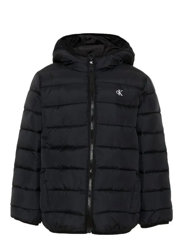 Calvin Klein Print Padded Hooded Jacket - Black