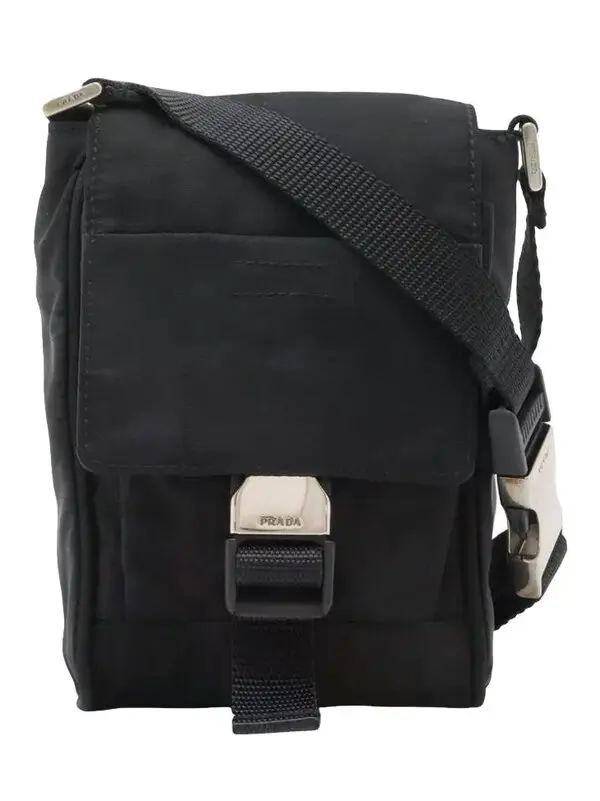 Prada Tessuto Messenger Bag With Buckle - Black
