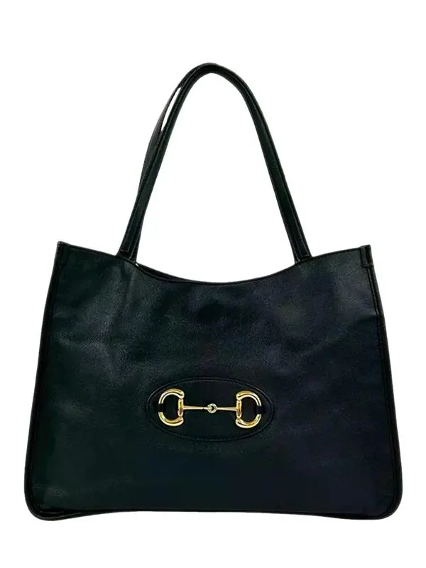 Gucci 2000-2015 Medium Leather Horsebit 1955 Tote Bag - Black
