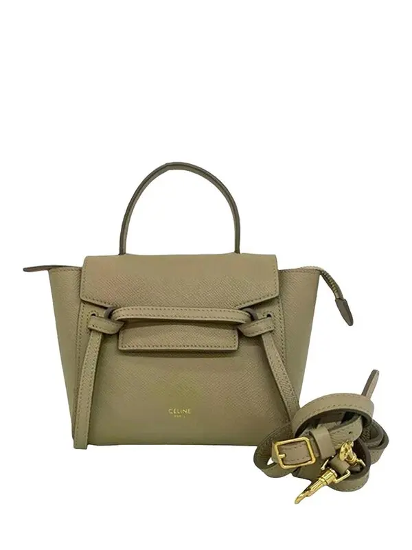 Celine Pico Grained Calfskin Belt Bag Satchel - Neutrals