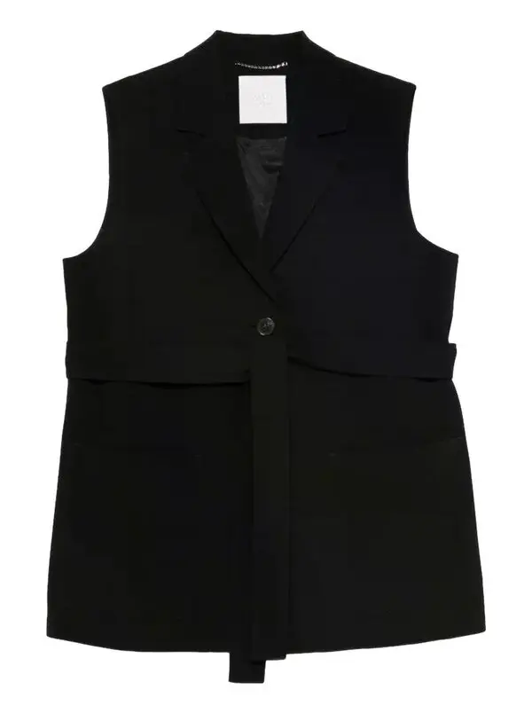 Marina Rinaldi Sleeveless Belted Gilet - Black