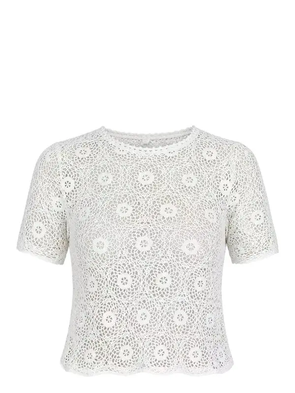 NILI LOTAN Elionne Crochet-knit Blouse - White