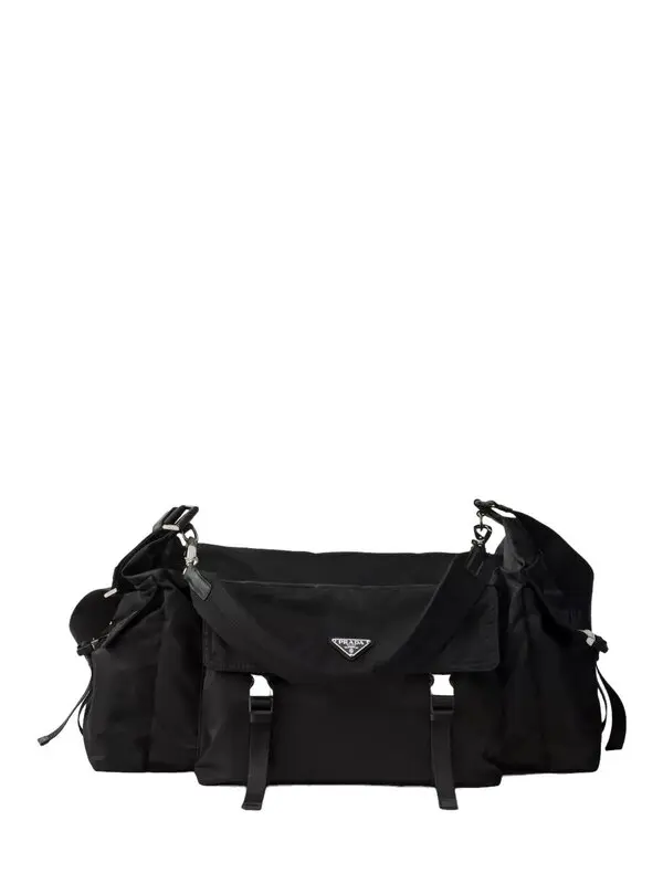 Prada Re-nylon And Leather Duffel Bag - Black