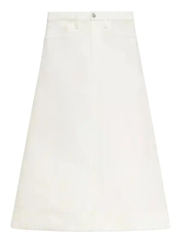 Marni White Denim Flared Midi Skirt - Neutrals