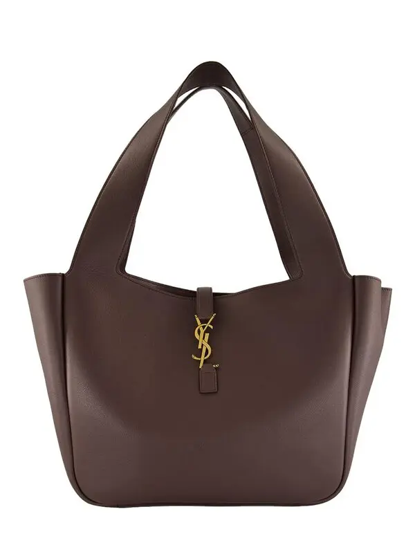 Saint Laurent Le 5 À 7 Bea Tote In Grained Leather - Purple