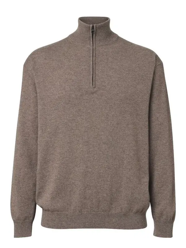 LISA YANG Cashmere Half-zip Sweater - Brown