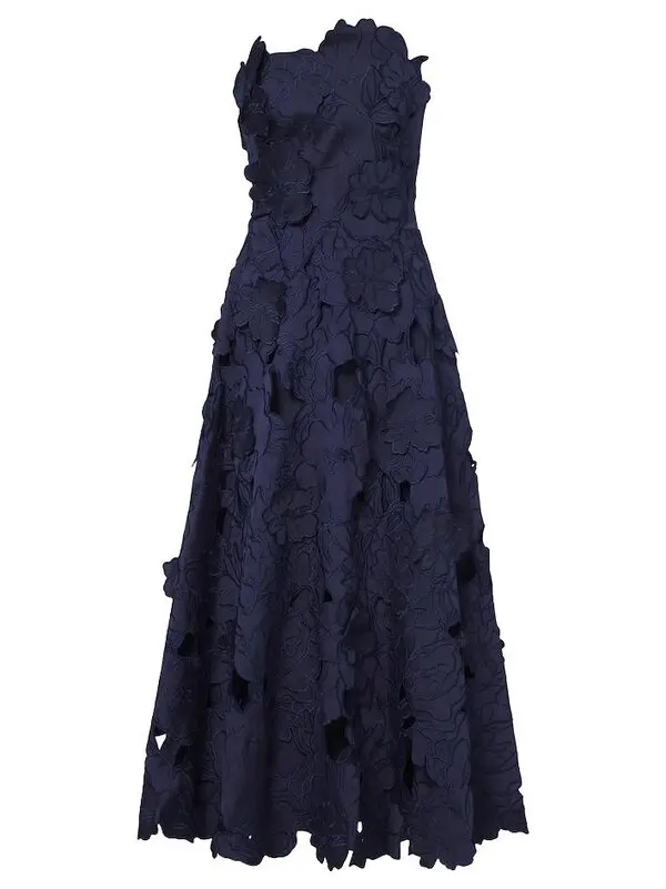 Costarellos Brissa Floral Embroidered Cocktail Dress - Blue