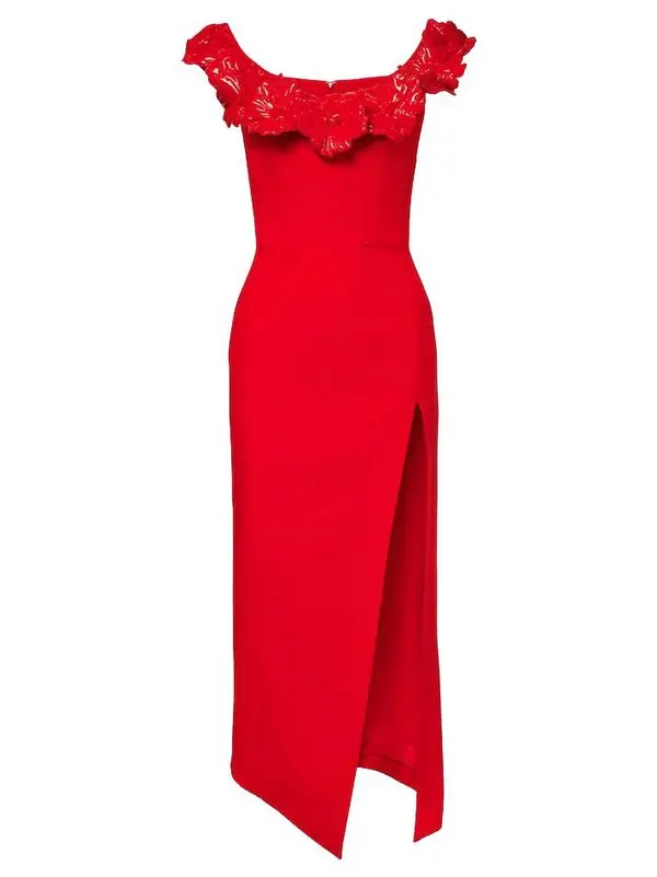 David Koma Off-shoulder Wool-blend Bustier Dress - Red