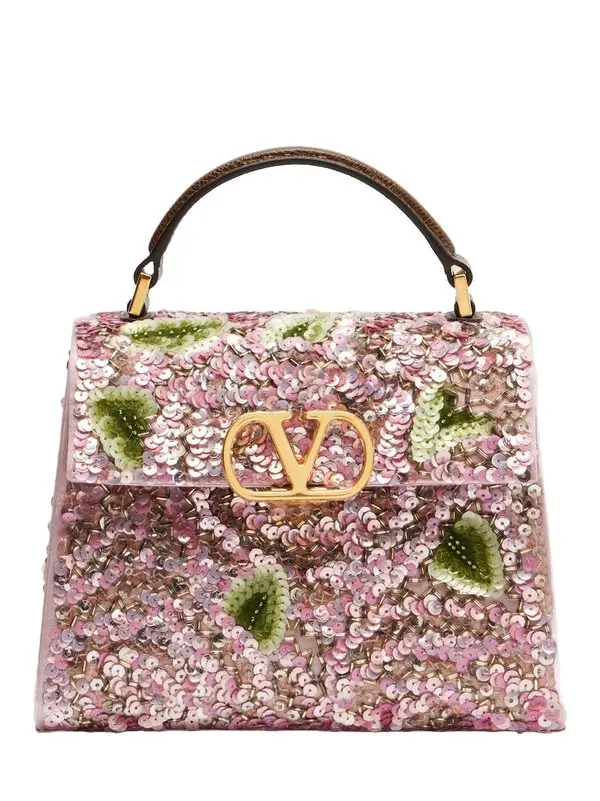 Valentino Garavani Vsling Mini Sequined Top-handle Bag - Pink
