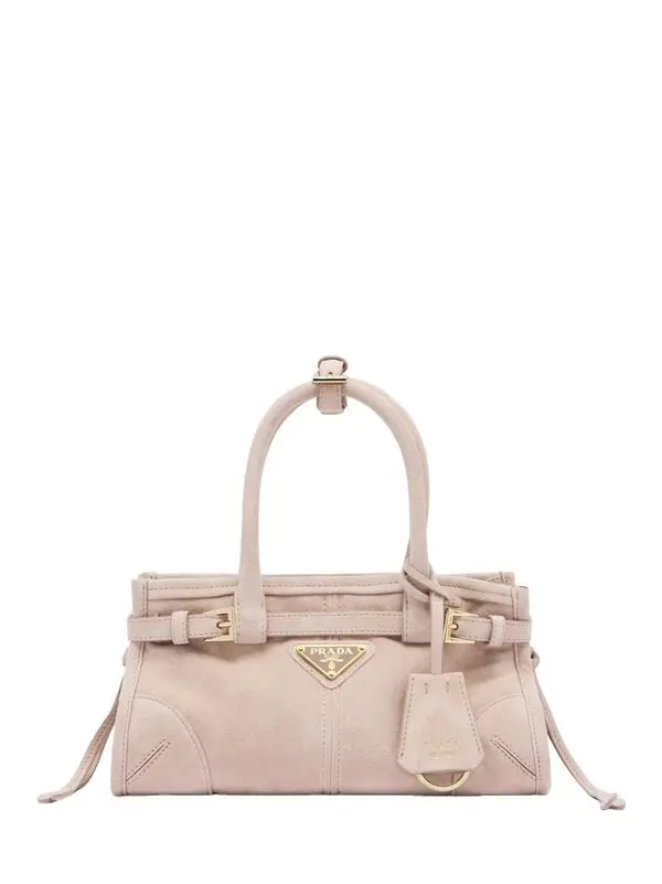 Prada Bonnie Mini Suede Top-handle Bag - Beige