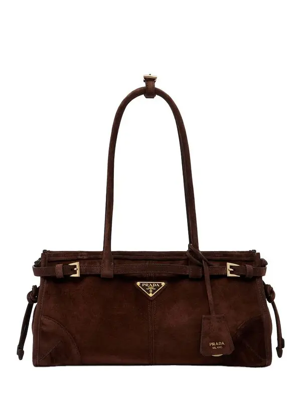 Prada Bonnie Mini Suede Top-handle Bag - Brown