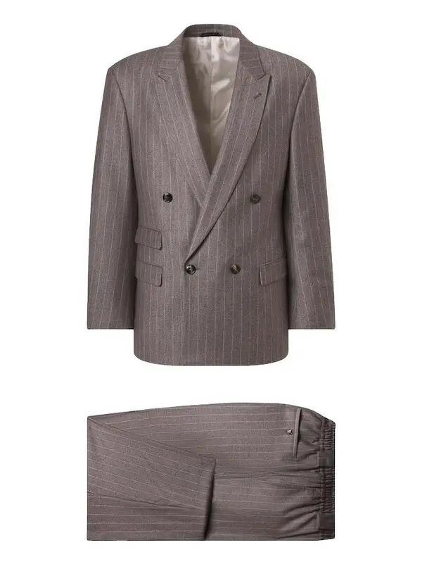 Giorgio Armani Pinstripe Virgin Wool Suit - Grey