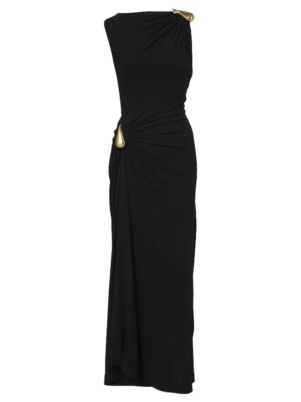 Bottega Veneta Gathered Jersey Maxi Dress - Black