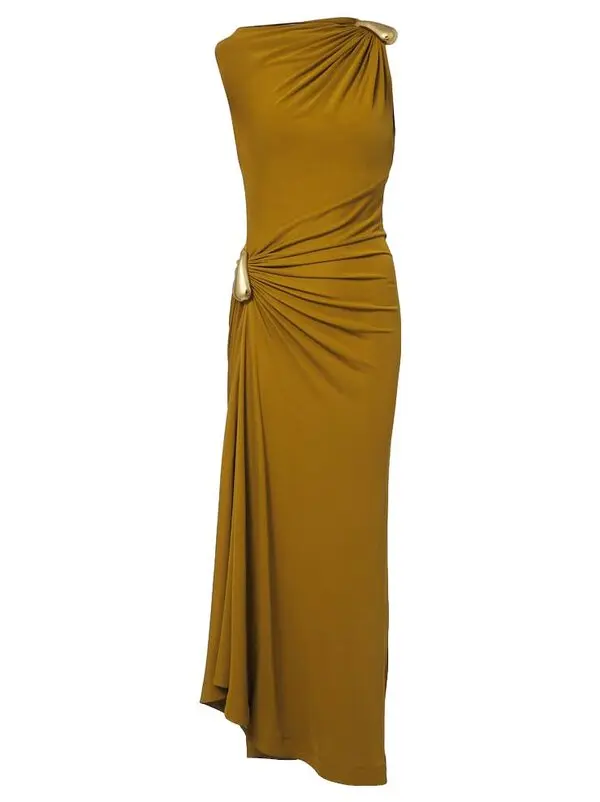 Bottega Veneta Gathered Jersey Maxi Dress - Green