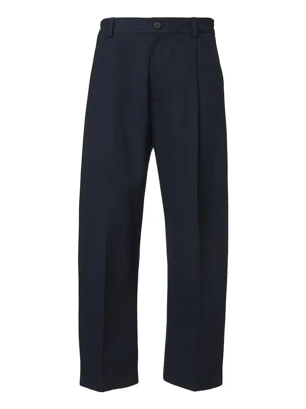 Studio Nicholson Pleated Cotton Wide-leg Pants In Indigo - Blue