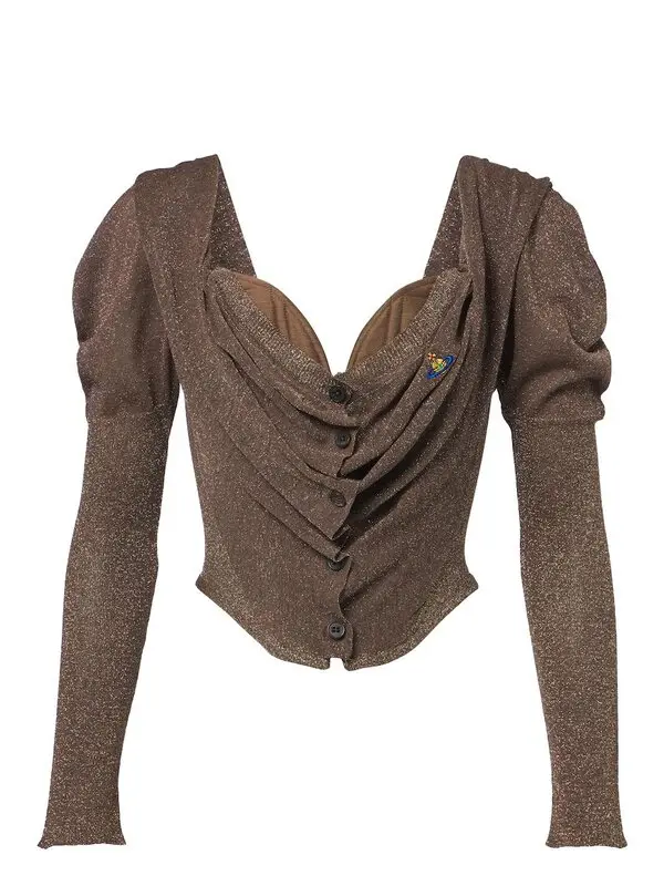 VIVIENNE WESTWOOD Bea Lamé Cardigan - Brown