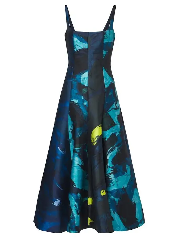 ROKSANDA Zelia Printed Gathered Midi Dress - Blue