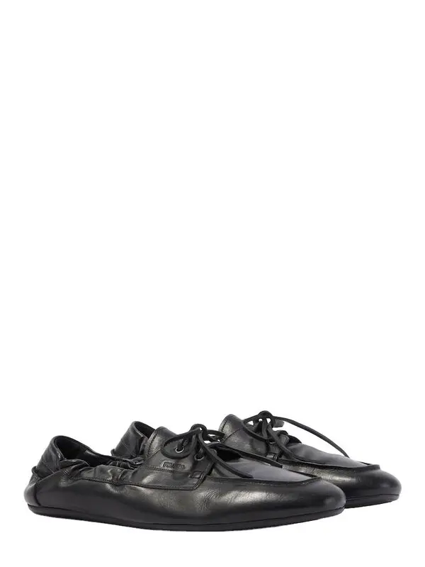 Prada Calf Leather Lace-up Loafers - Black