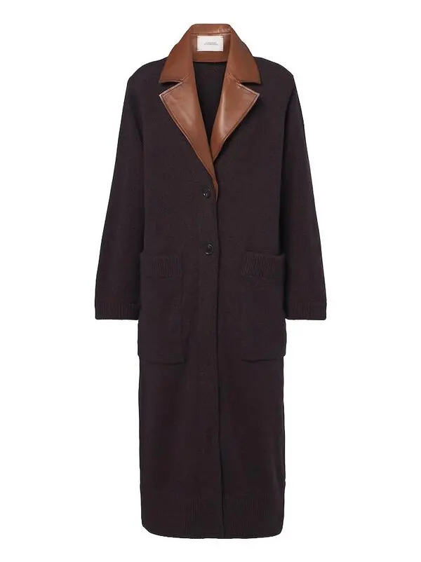 Dorothee Schumacher Wool And Cashmere Coat With Leather Trim - Brown