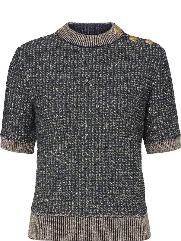 Balmain Sequined Lamé Sweater - Blue