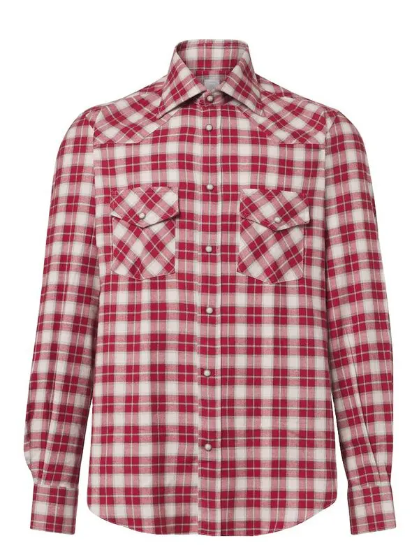 Eleventy Plaid Cotton Shirt - Red