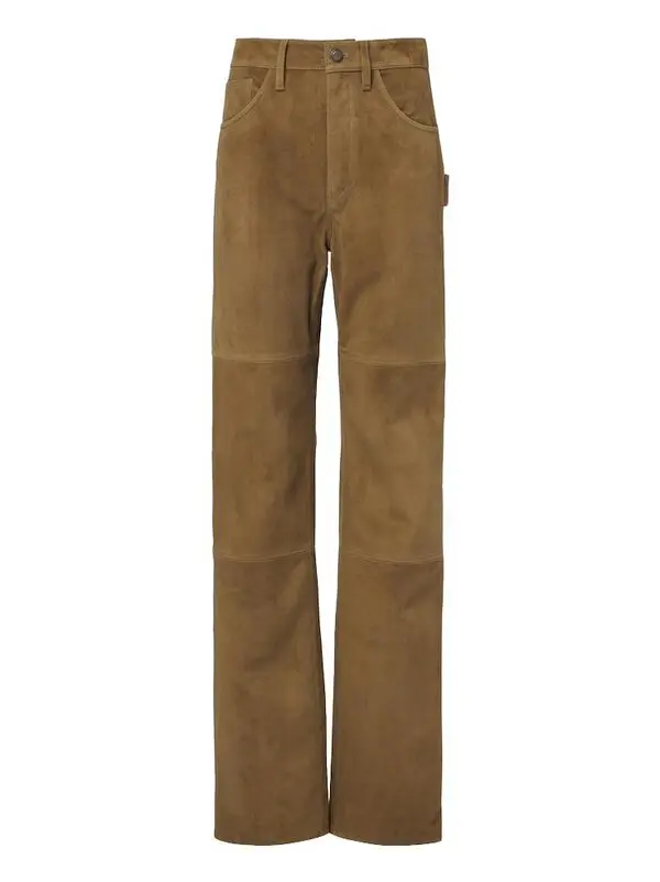 Altuzarra Suede Straight Leg Pants - Brown