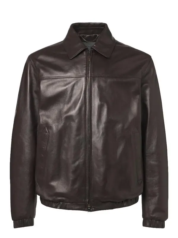 Canali Leather Blouson Jacket - Brown