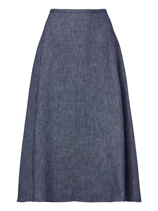 Carolina Herrera Linen, Wool, And Silk-blend Midi Skirt - Blue