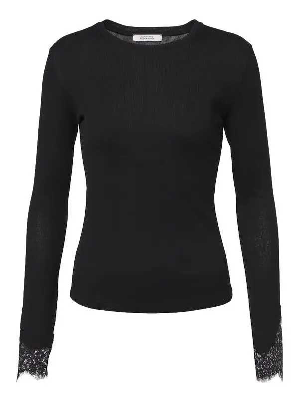 Dorothee Schumacher Pure Sleekness Lace-trimmed Cotton Top - Black