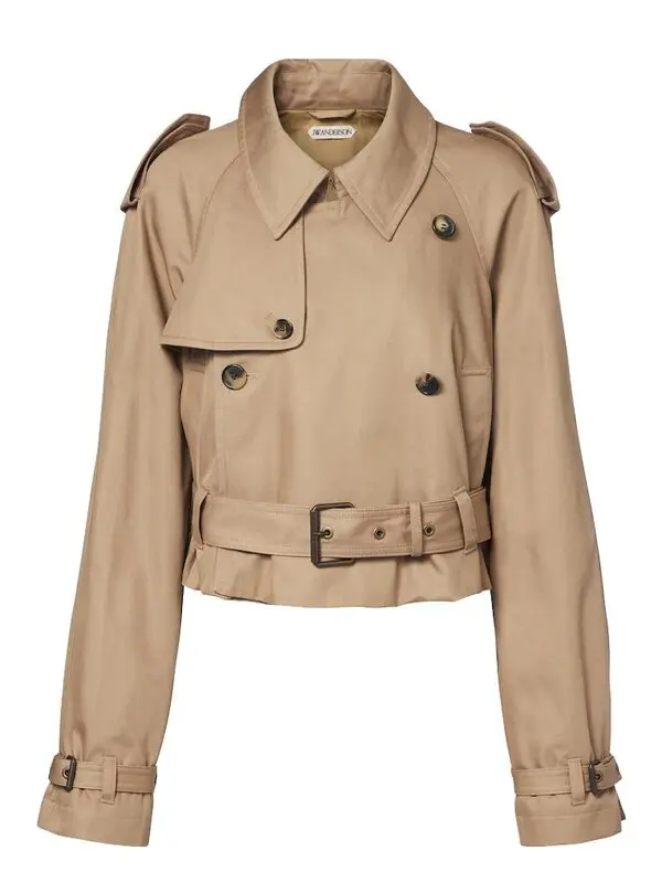 JW Anderson Cropped Cotton Trench Coat - Beige