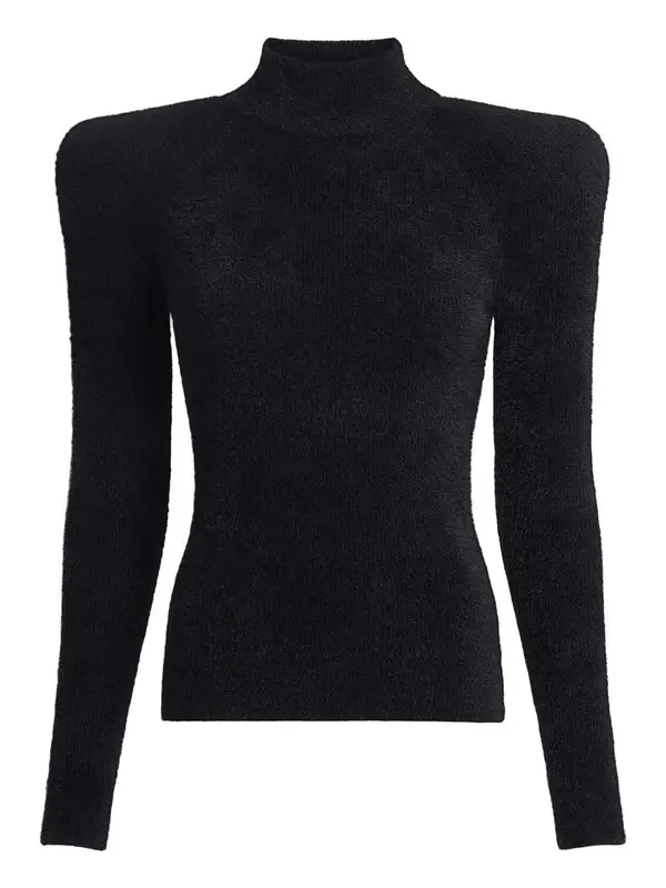 Balmain Fluffy Ribbed Knit Jumper - Black