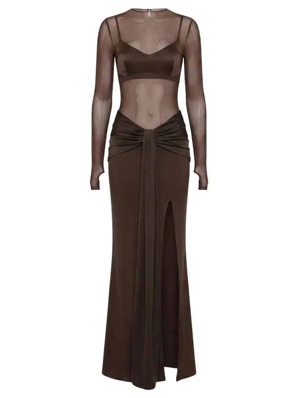 CLERESTORY Seraphine Three-piece Sheer Assembly Gown - Brown