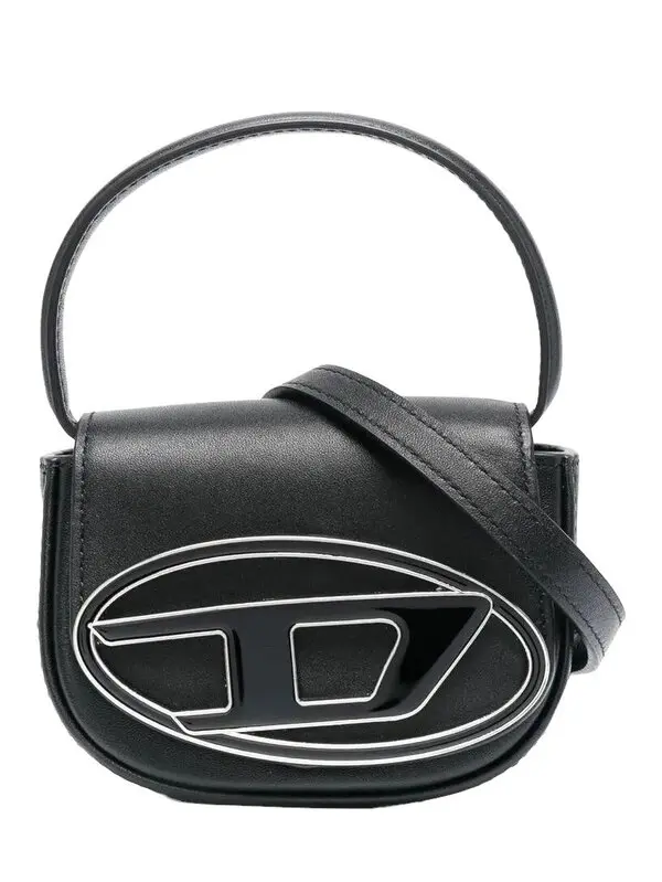 DIESEL® 1dr Xs" Leather Shoulder Bag - Black