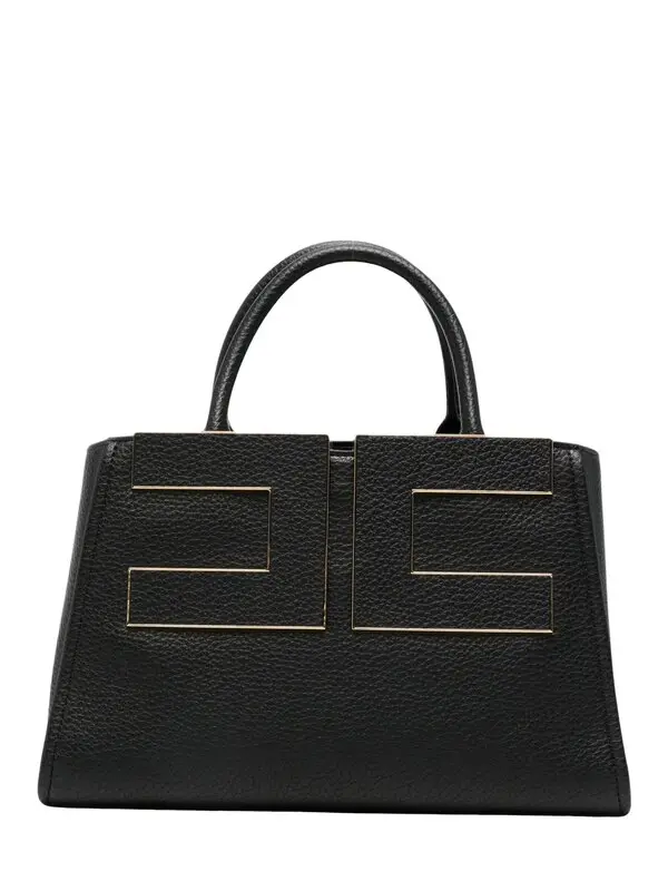Elisabetta Franchi Leather Top Handle Bag With Gold Tone Detail - Black