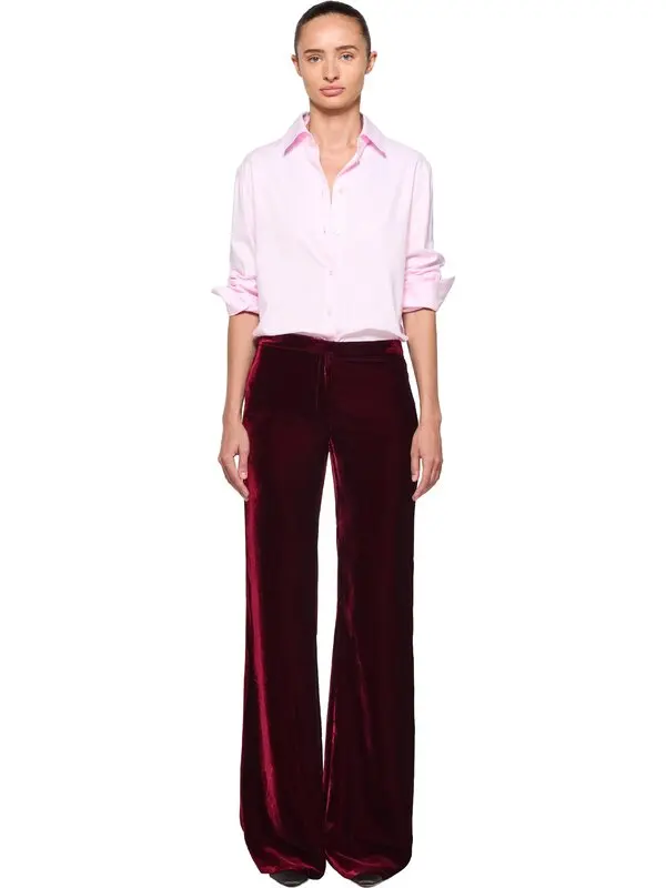 Serena Bute Velvet Flare Trousers - Red