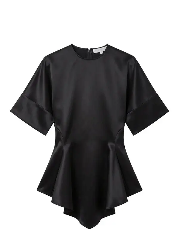 Stella McCartney Handkerchief Sleeve Satin Top - Black