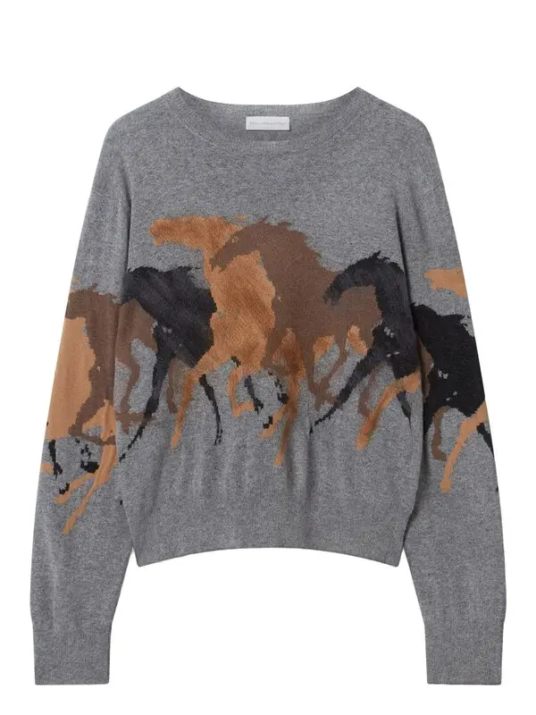 Stella McCartney Racing Horses Knit Jumper - Grey